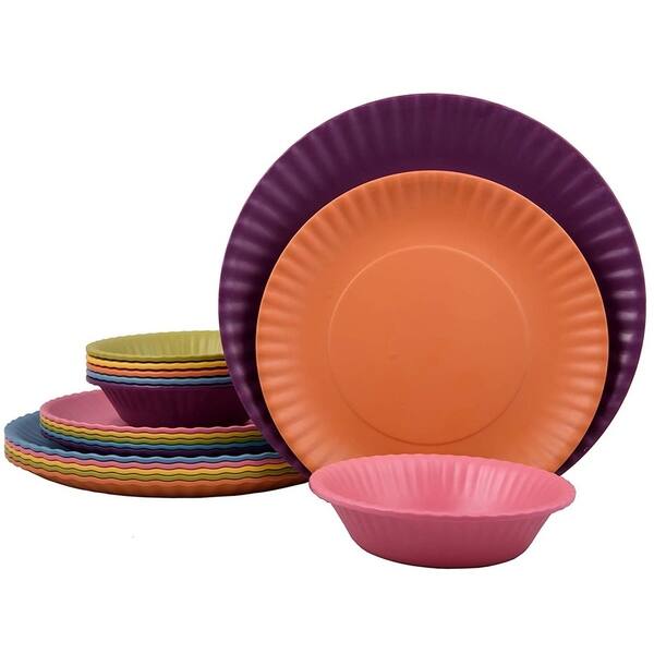 Melange 18-Pcs Melamine Dinnerware Set(Paper Plate Collection) Color ...