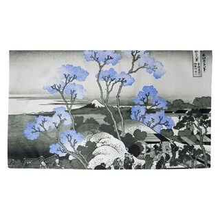 Katsushika Hokusai Mt. Fuji and Cherry Blossoms in Blue Dobby Rug - Bed ...