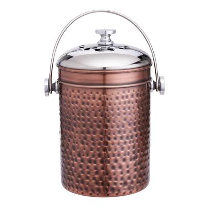 Hammered Antique Copper Compost Bin with 3 Charcoal Filters, 4 Qt ...