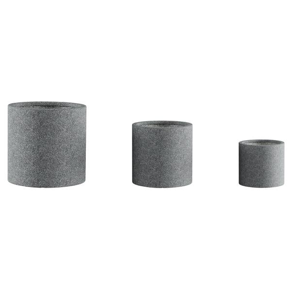 Fiber Clay Planters undefined Modern Marbled Gray Cylinder Potting and ...