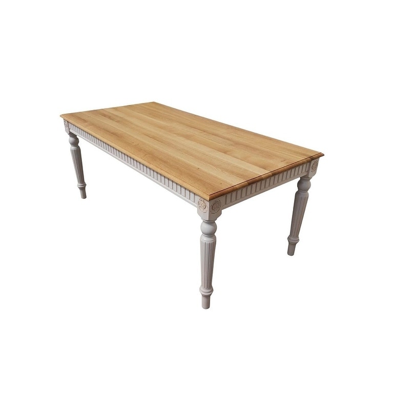 BADI Rectangular Solid Wood Dining Table - Natural OAK/ Buttermilk ...
