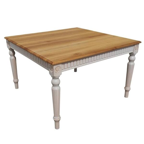 BALI Square Solid Wood Dining Table - Natural Oak/ Buttermilk White ...
