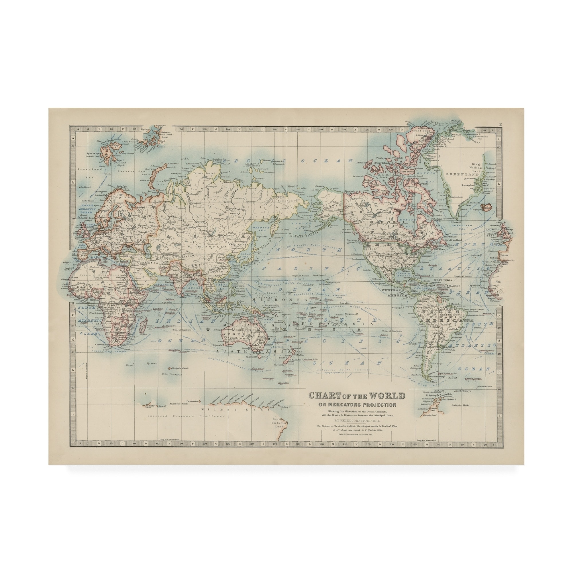 Johnston's Chart of the World Canvas Art Print - Bed Bath & Beyond ...