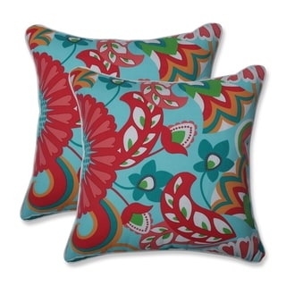 Sophia Turquoise/Coral 18.5-inch Throw Pillow (Set of 2) - Bed Bath ...