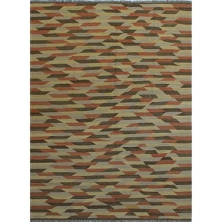 Hand-Woven Winchester Kilim Zavier Brown/Rust Rug - 6'0" x 7'11" - Bed ...