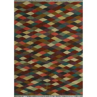 Hand-Woven Winchester Kilim Rosario Rust/Purple Rug - 4'10" x 6'8 ...