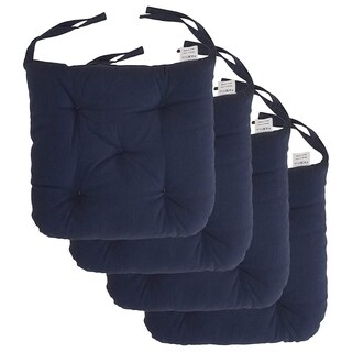 Cottone 100% Cotton Chair Pads w/Ties (Set of 4)| 16" x 15" Square ...