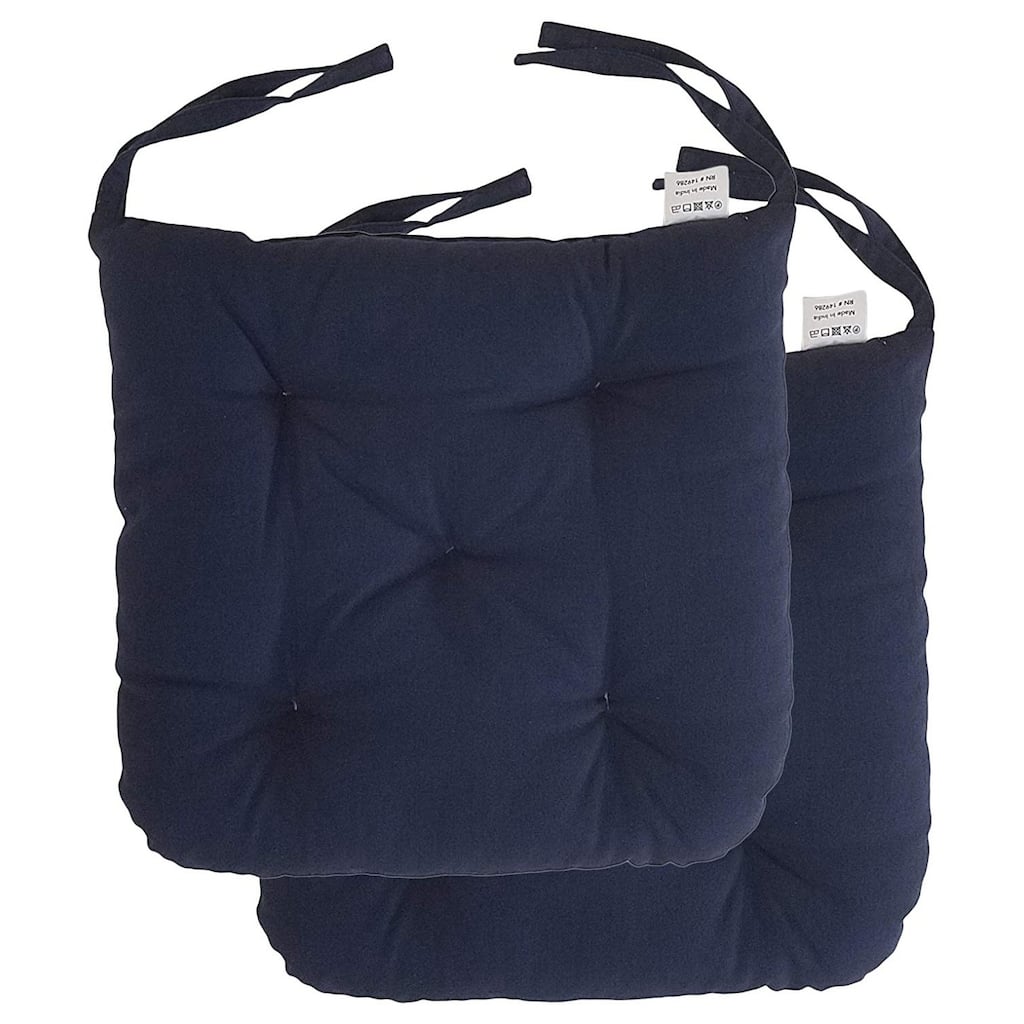 Cottone 100% Cotton Chair Pads w/Ties (Set of 2)| 16" x 15" Square ...