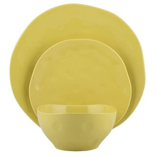 Melange Stoneware 36-Piece Irregular Shape Dinnerware Set (Yellow) | 12 ...