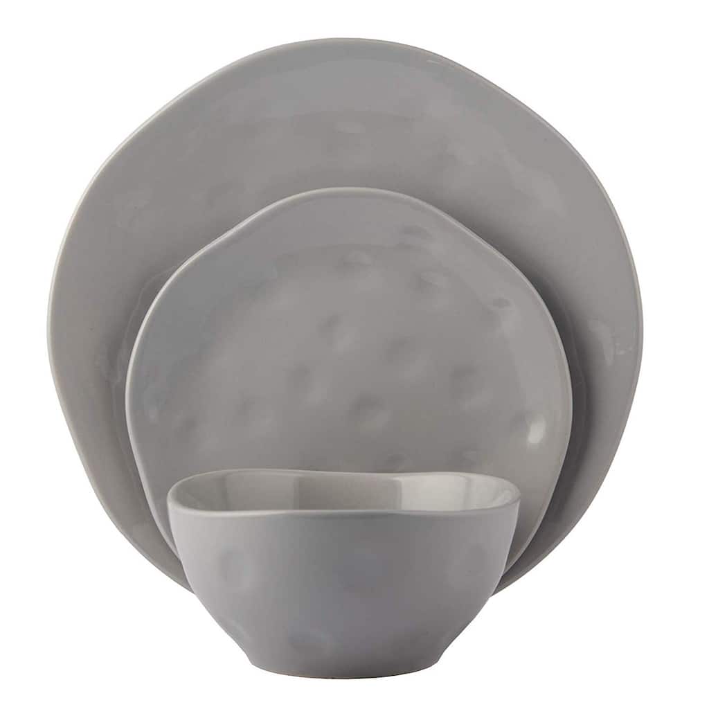 Melange Stoneware 36-Piece Irregular Shape Dinnerware Set (Grey) | 12 ...