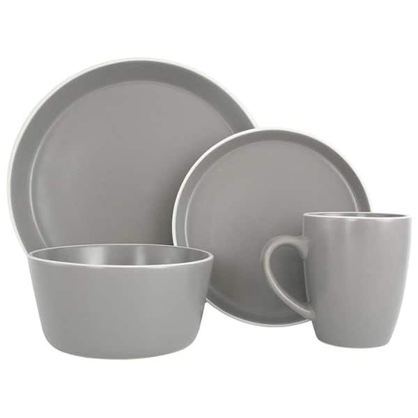 Melange Moderno Grey Stoneware 16-Piece Dinnerware Set - Bed Bath ...