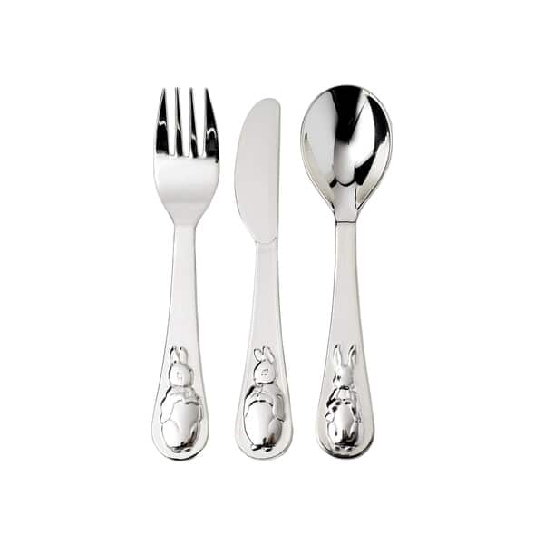 Peter Rabbit Silver Plated Metal Fork, Knife and Spoon Set - Bed Bath ...
