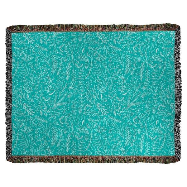 Katelyn Elizabeth Teal & White Ditsy Floral Pattern Woven Blanket ...