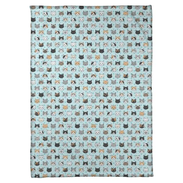 Katelyn Elizabeth Teal Kitty Cat Pattern Fleece Blanket - Artic Pro ...