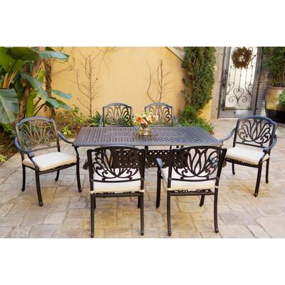 7-Piece Patio Dining Set, 68 X 38 Inch Rectangular Dining Table ...