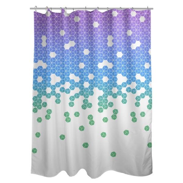Katelyn Elizabeth Peacock & White Tumbling Cube Pattern Shower Curtain ...