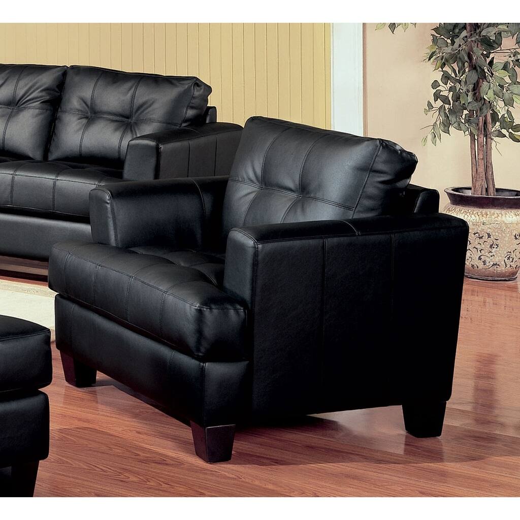 Drayton Transitional Faux Leather Recessed Arm Chair - Overstock - 27343080