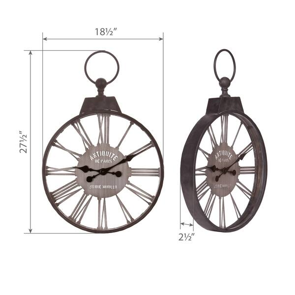 18" Rustic Metal Cut Out Roman Numeral Pocket Watch Wall Clock - Bed ...