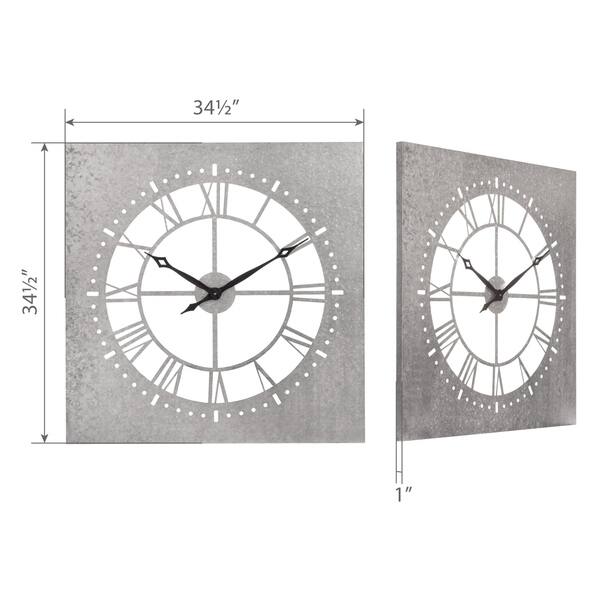 34" Square Galvanized Metal Cut Out Roman Numeral Wall Clock - Bed Bath ...