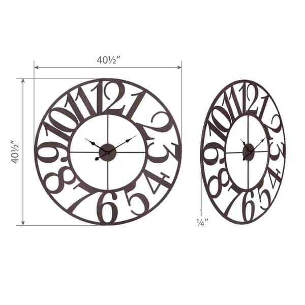 Farmhouse Oversized Metal Cut Out Wall Clock, Bronze, 40" x 40" - Bed ...