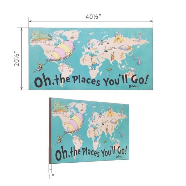 Dr. Seuss Oh The Places You'll Go World Map Wood Wall Art - Bed Bath ...