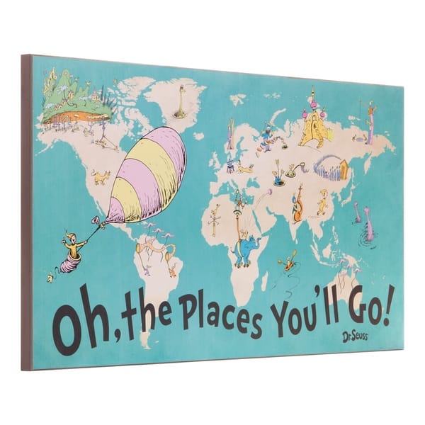 Dr. Seuss Oh The Places You'll Go World Map Wood Wall Art - Bed Bath ...