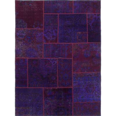 Hand-knotted Vogue Patch Indigo Wool Rug - 4'11" x 6'7" - Overstock ...