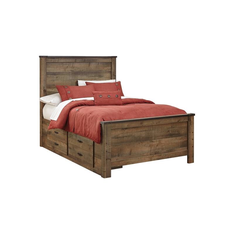 Trinell Rustic Panel Bed with Drawer Storage - Overstock - 27389522