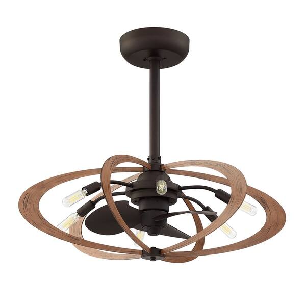 Fifth and Main Aspect 6-light Aged Bronze and Wood Grain Ceiling Fan ...
