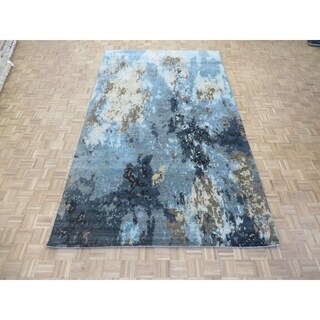 Hand Knotted Multi Colored Modern with 100% Wool Oriental Rug (7'6" x ...