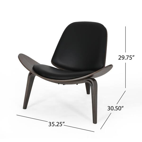 Grammont 17" Mid-Century Modern Shell Accent Chair with Bentwood Design ...