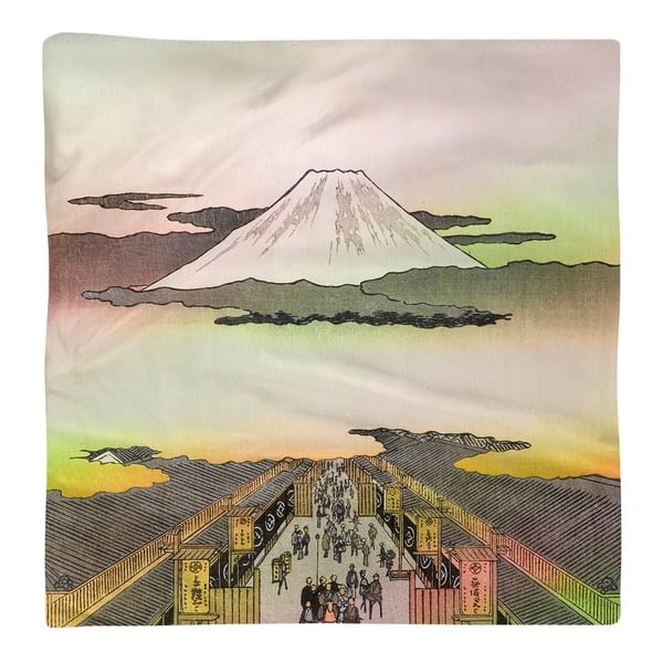 Utagawa Hiroshige Suruga-cho in Red and Green Napkin - Bed Bath ...