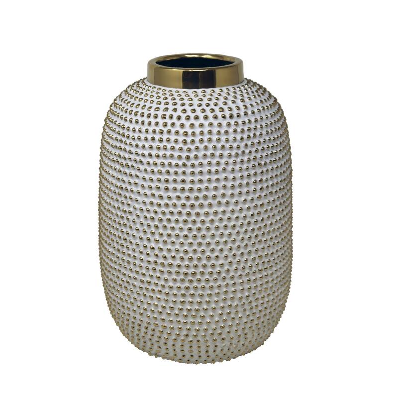 Decorative Ceramic Table Vase with Spiked Surface, Large, White and ...