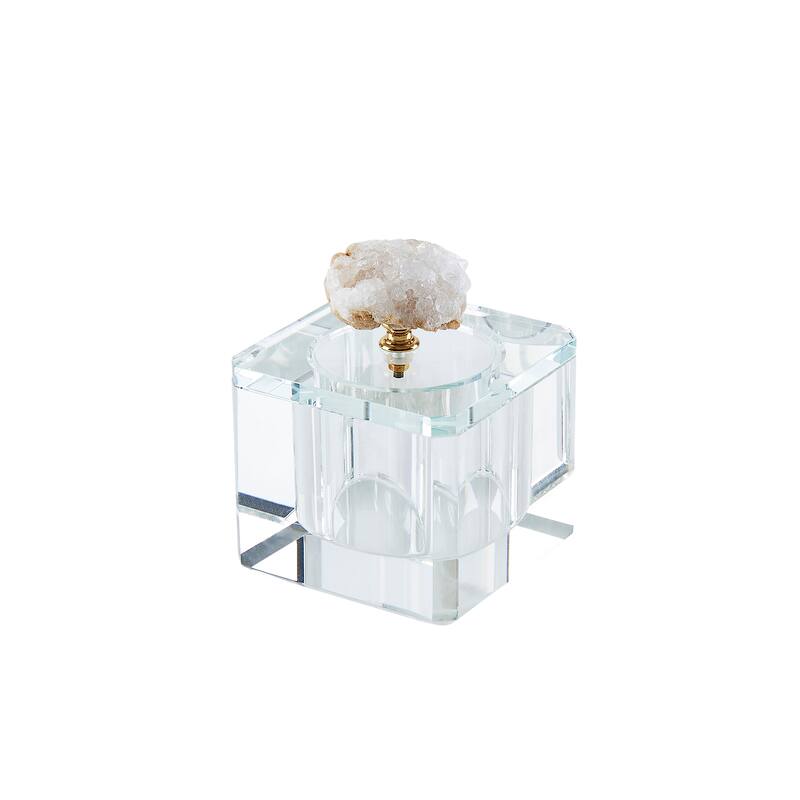 Crystal Square Storage Box Topped with Amethyst Geode, Clear and White ...