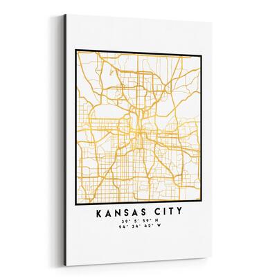 Noir Gallery Minimal Kansas City City Map Canvas Wall Art Print ...