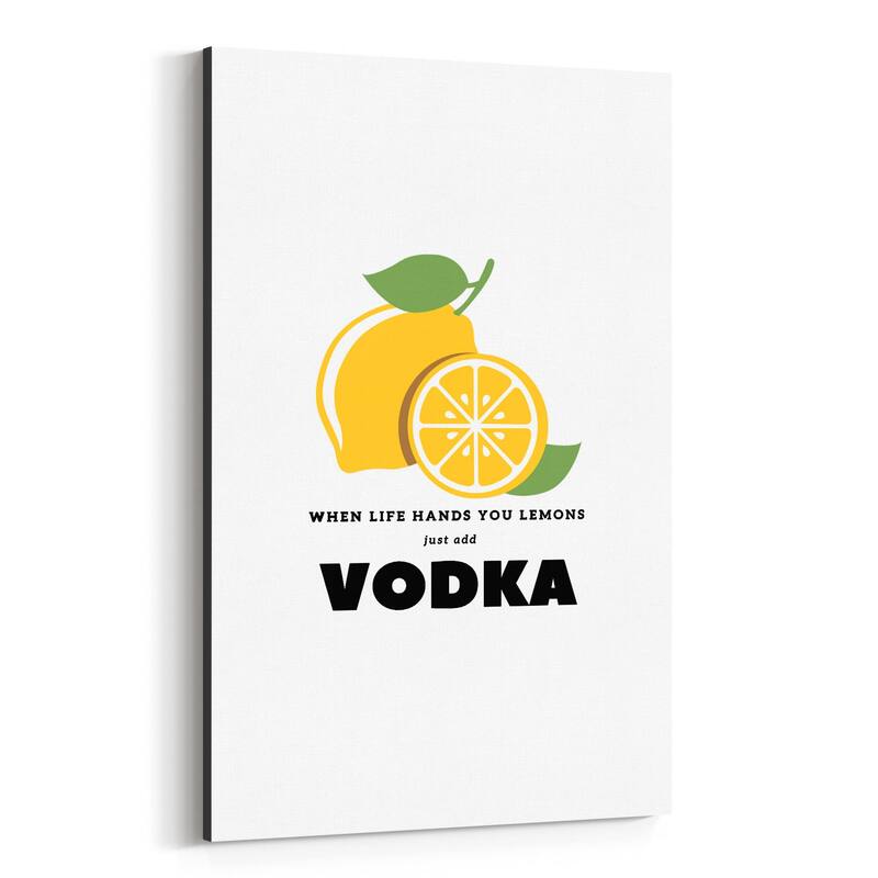 Noir Gallery Yellow Vodka Alcohol Typography Canvas Wall Art Print ...