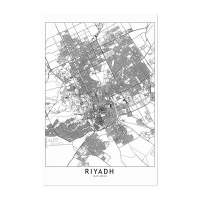 Noir Gallery Riyadh Black & White City Map Unframed Art Print/Poster ...