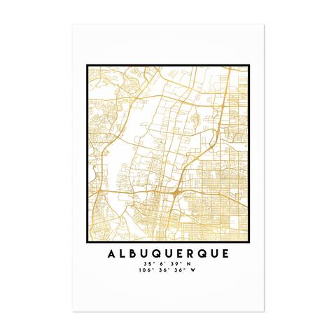Noir Gallery Minimal Albuquerque City Map Unframed Art Print/Poster ...