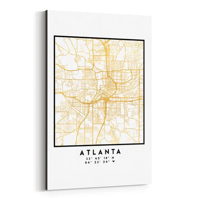 Noir Gallery Minimal Atlanta City Map Canvas Wall Art Print - Overstock ...