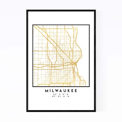 Noir Gallery Minimal Milwaukee City Map Framed Art Print - Overstock ...