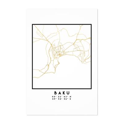 Noir Gallery Minimal Baku City Map Unframed Art Print/Poster ...