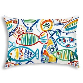 SCHOOLING FISH Yellow Indoor/Outdoor Pillow - Sewn Closure - Bed Bath ...
