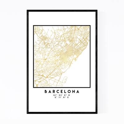 Noir Gallery Minimal Barcelona City Map Framed Art Print - Overstock ...
