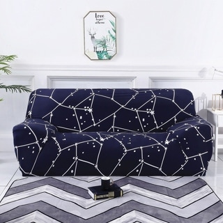 Enova Home Dark Blue Elegant Polyester and Spandex Stretch Washable Box ...