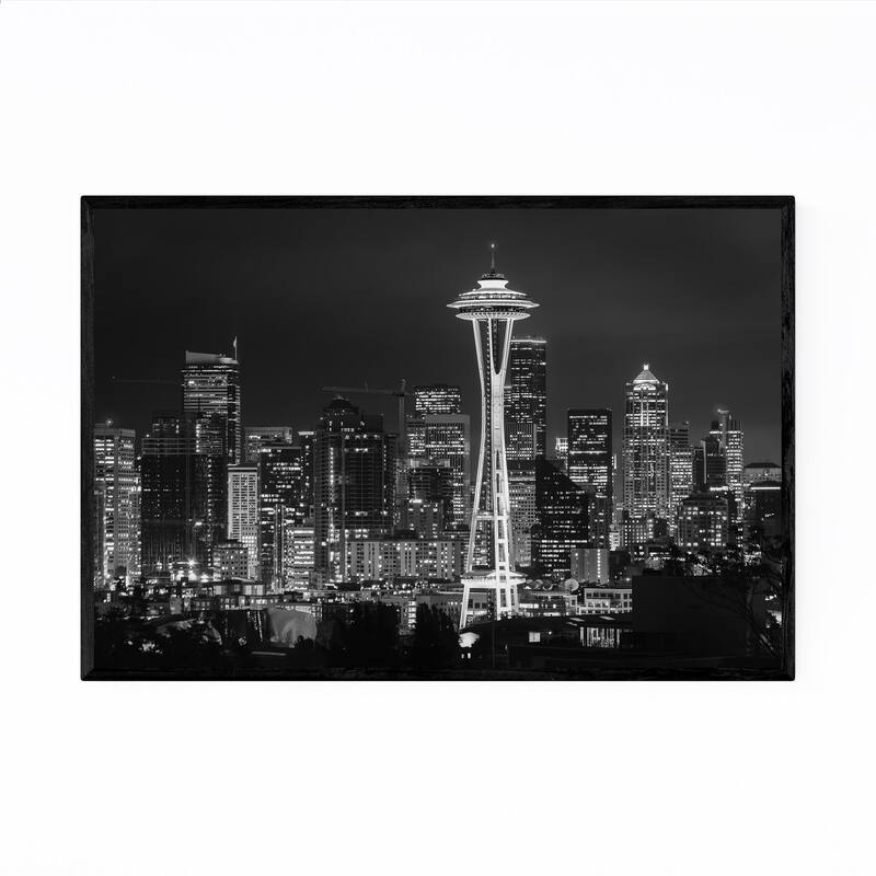 Noir Gallery Seattle Skyline Cityscape Night Framed Art Print ...