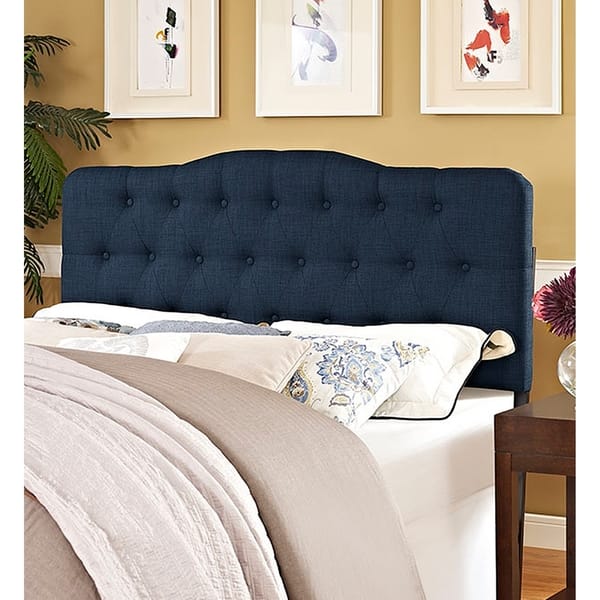 Kenmore Blue Fabric Upholstered Tufted Queen Size Headboard - Bed Bath ...