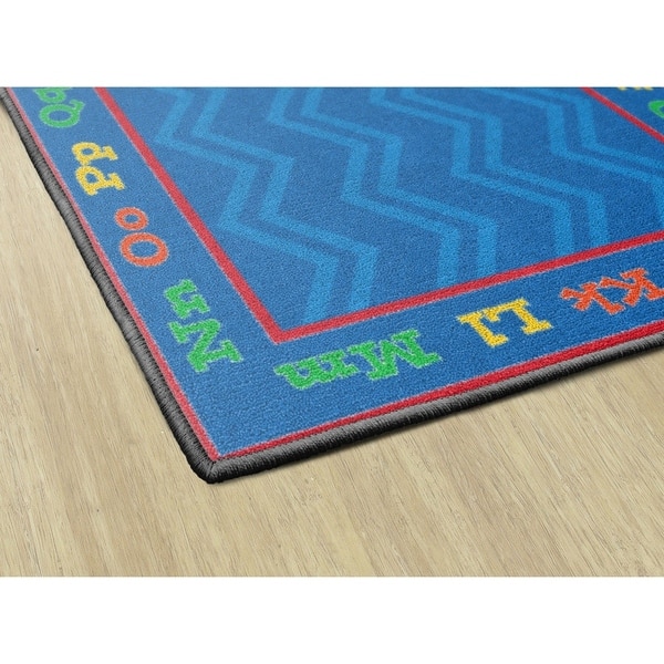 Flagship Carpet Kids Nylon Blue Chevron Design School Classroom Mat - 3 ...