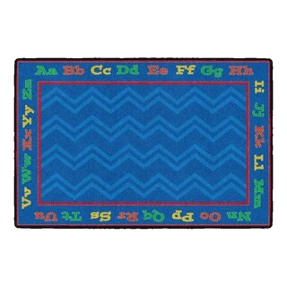 Flagship Carpet Kids Nylon Blue Chevron Design School Classroom Mat - 3 ...