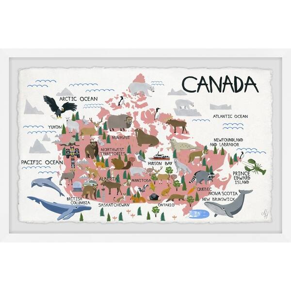 Pink Canadian Map' Framed Painting Print - Multi-Color - Bed Bath ...