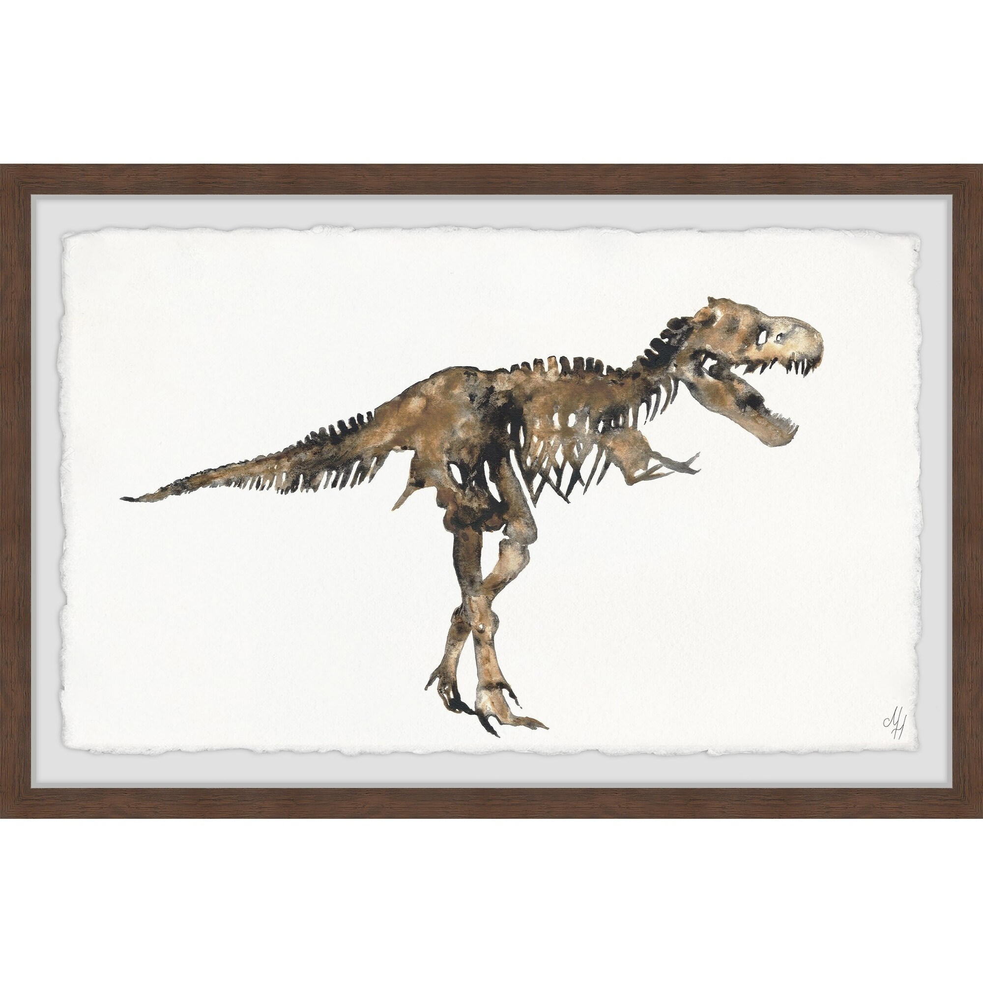 Marmont Hill - Handmade Blue T-Rex Skeleton Framed Print - Bed Bath ...